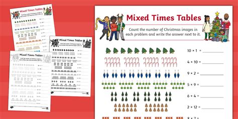 👉 Christmas Tree Mixed Times Tables Worksheet Twinkl