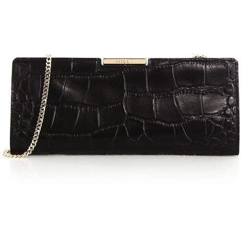 Milly Isabella Crocodile Embossed Clutch Black Leather Handbag