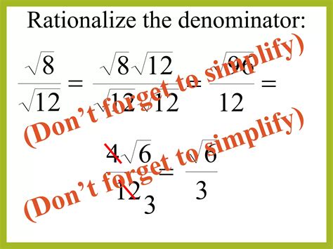 Rationalizing The Denominator Of A Radical Expression Pdf