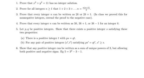 solved 1 prove that x2 y2 11 has no integer solution 2