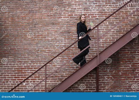 Girl Walking Up Stairs Stock Image Image Of Brick Girl 16948461