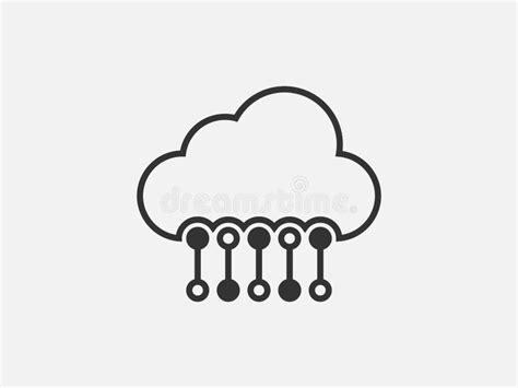 Technology Icon Vector Cloud Computing Connection Big Data Global Server Line Design Symbol
