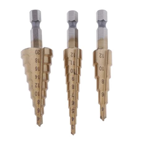 Hss Multi Hole Step Drill Bit Set 3pcs Punching Sh Grandado