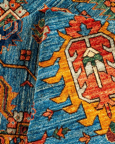 Traditional Tribal Hand Knotted Wool Light Blue Area Rug For Sale At
