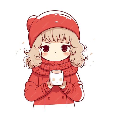 Premium Photo Very Cute Lazy Girl Wearing A Red Muffler