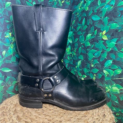 Frye Black Leather Harness Motorcycle Boots Gem