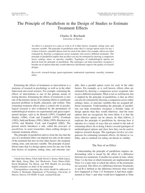 Pdf The Principle Of Parallelism In The Design Of Studies To Estimate