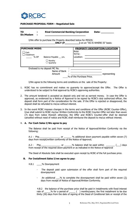 Purchase Proposal Template Word
