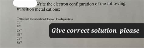 Answered Transition Metal Cation Electron… Bartleby