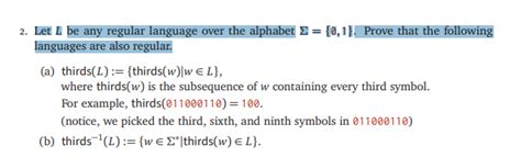 Solved Let L Be Any Regular Language Over The Alphabet Chegg