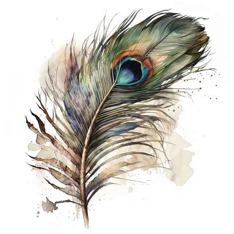 Peacock Feather Set Of 4 Download Watercolor Feather Art Digital Art