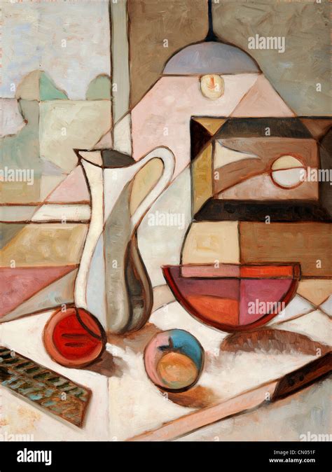 Peinture à Lhuile Abstraite De La Nature Morte Avec Cruche Et Fruits