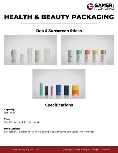 Health And Beauty Packaging Catalog Deo And Sunscreen Sticks Gamer