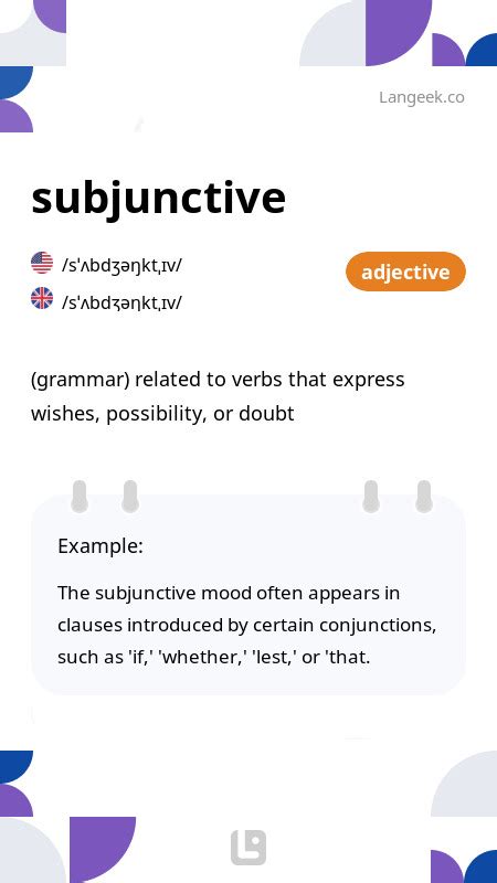 Definition And Meaning Of Subjunctive Picture Dictionary