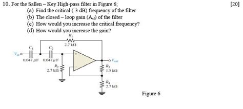 Solved 20 10 For The Sallen Key High Pass Filter In