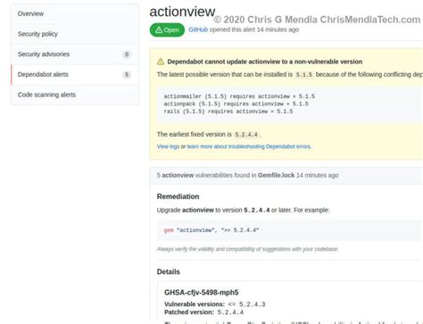 Github Provides Alerts For Vulnerabilities In Your Code Chris Mendla Tech