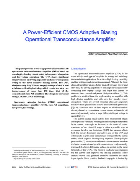 A Power Efficient Cmos Adaptive Biasing