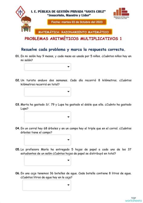Razonamiento Matematico 5to Ficha Interactiva Topworksheets