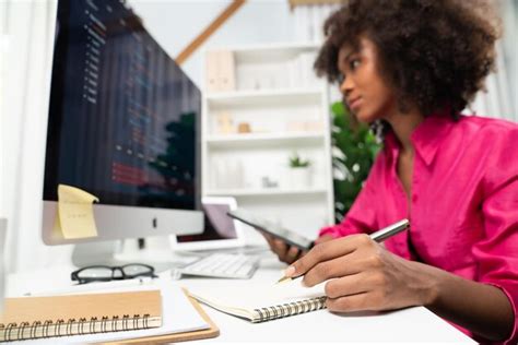 Premium Photo Young Working African Woman Creating Coding Website Developer Tastemaker