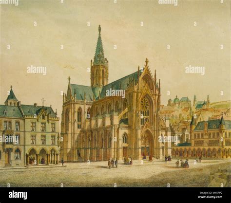 Aachen Kath Pfarrkirche St Marien Kupferstich 1855 Vincenz Statz 1819 1898 19 Aachen