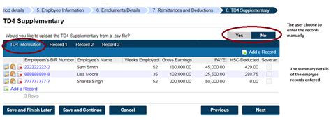 Ird Paye Annual Return Logged In Guide Adding Supplementary Records Td4 Manually