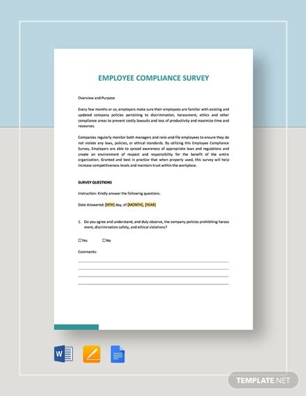 Employee Survey 15 Examples Format Word Pages Pdf