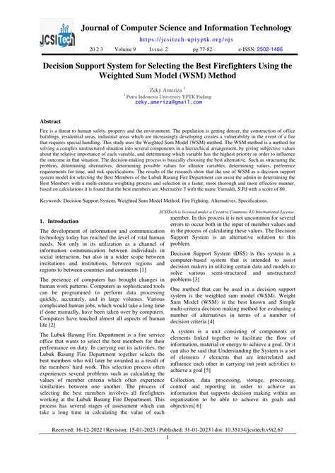pdf decision support system for selecting the best firefighters using