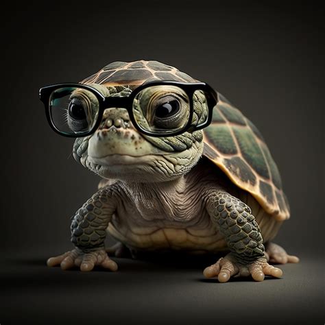 Premium Photo A Turtle Wearing Glasses And A Black Glasses Is Wearing