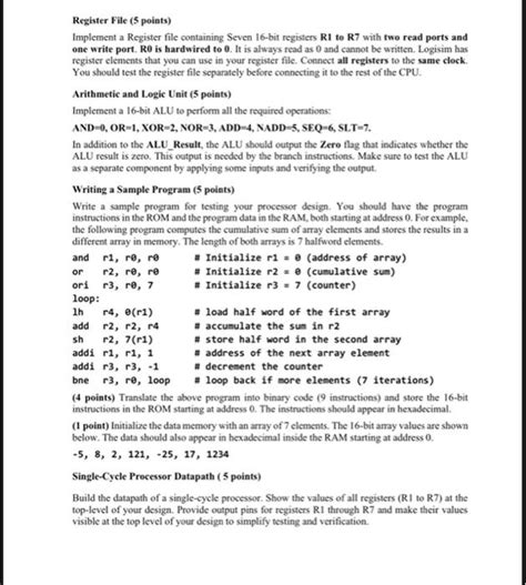 solved objectives designing a single cycle processor with