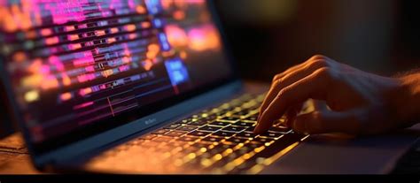 premium photo hands holding a laptop keyboard with a screen