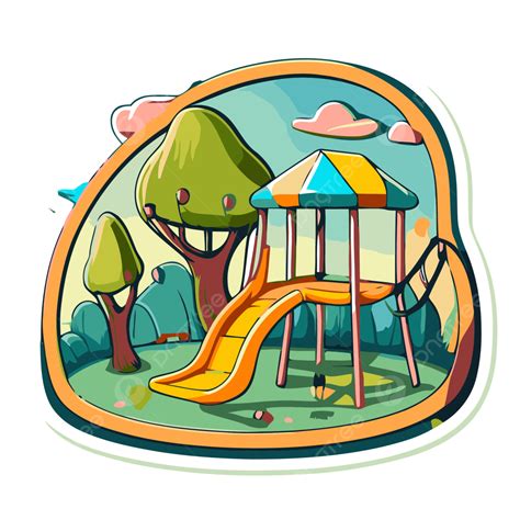 Cartoon Sticker With A Playground Scene Clipart Vector Playground Clipart Cartoon Clipart