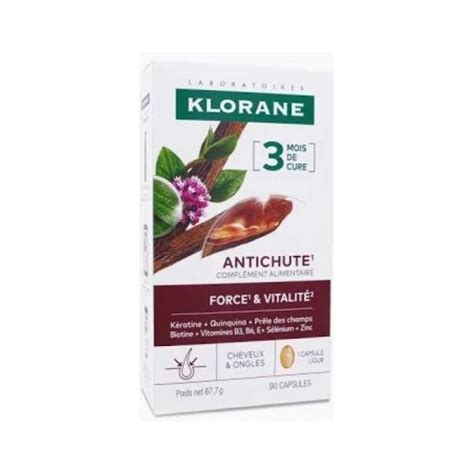 Klorane Anti Chute Quinine 90 Capsules Complément Alimentaire Cheveux