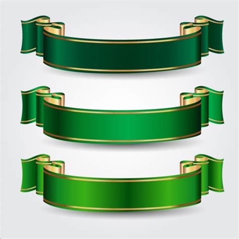 Green Ribbons Vectors Set Free Download