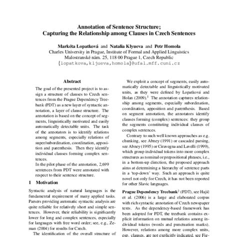 Annotation Of Sentence Structure Capturing The Relationship Among