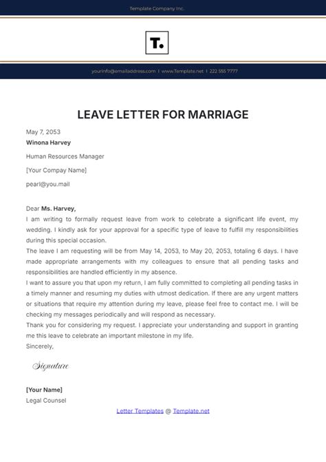 Free Leave Letter Templates Editable And Printable
