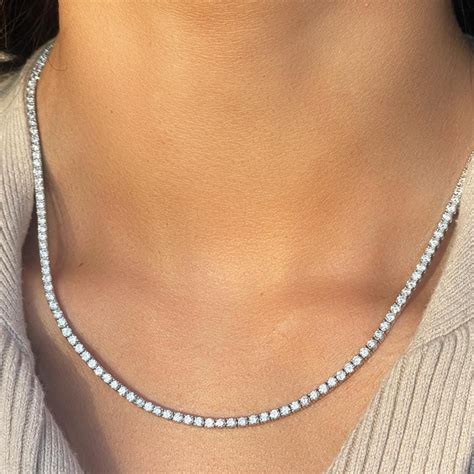 14ct White Gold Diamond Tennis Necklace 774ct 17inches Etsy