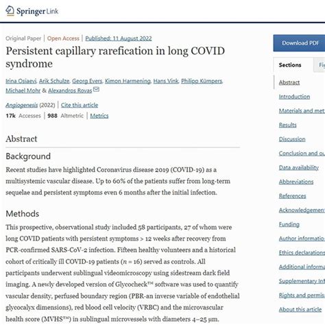 Persistent Capillary Rarefication In Long Covid Syndrome Glycocheck