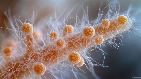 Microscopic Close Up Of Hair Shaft Infected With Ringworm Fungus Stock