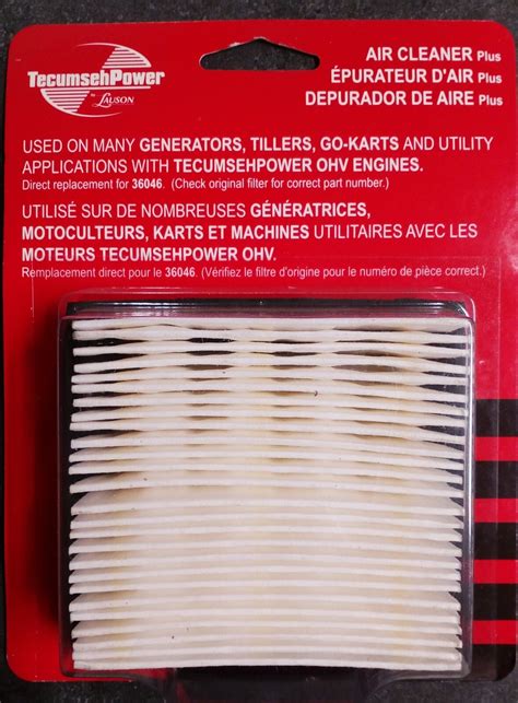 Central Power Distributors 740061c Tecumseh Replacement Air Filter For