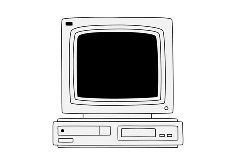 Black And White Cartoon Computer