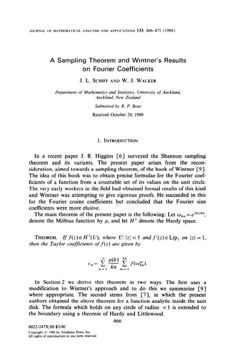 Pdf A Sampling Theorem And Wintners Results On Fourier Coefficients