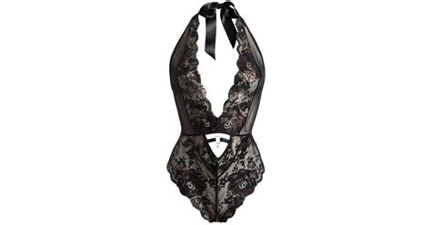 Coquette Lace Open Gusset Teddy In Black Lyst