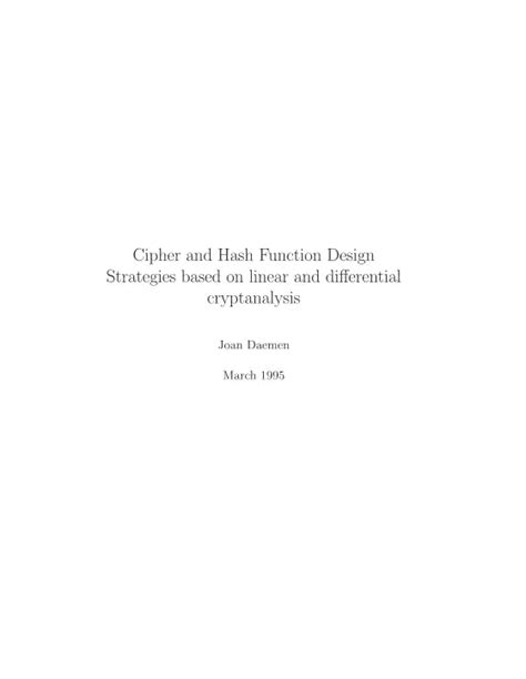Cipher And Hash Function Design Strategies Based On Linear And Differential Cryptanalysis Docslib