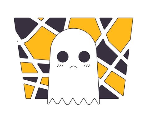 Premium Vector Small White Ghost On Mosaic Background Flat Line Color Isolated Vector Object