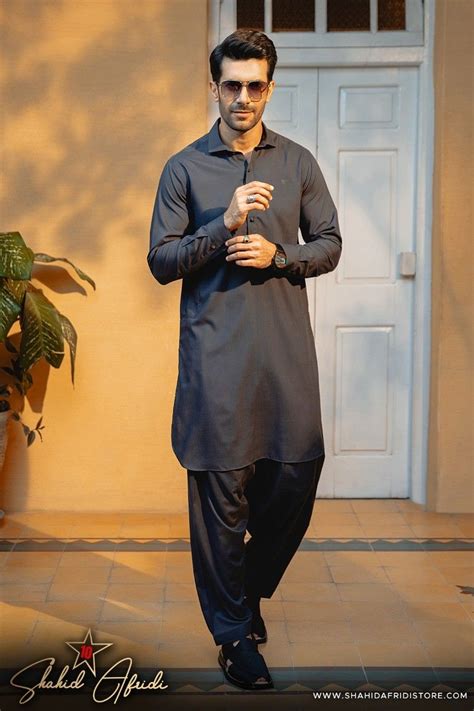 Charcoal Grey Blended Shalwar Kameez Dark Grey Shalwar Kameez