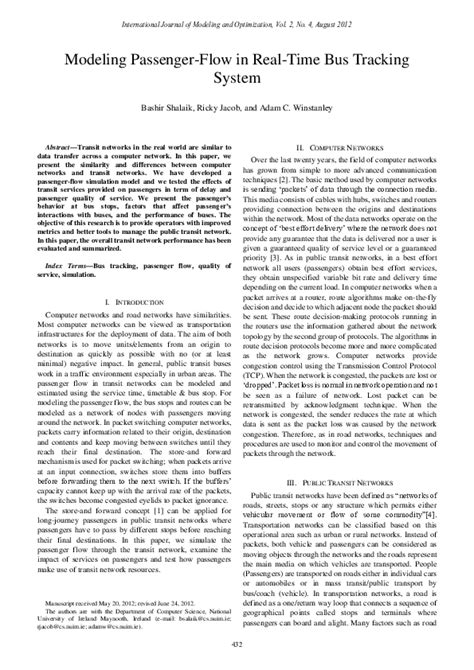 Pdf Modeling Passenger Flow In Real Time Bus Tracking System