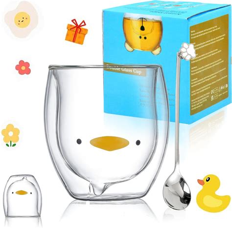 Moovgtp 4pcs Cute Coffee Mugs Bear Duck Cat Tea Cup