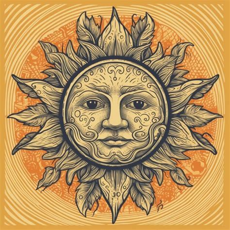 A Close Up Of A Sun With A Face On A Yellow Background Generative Ai
