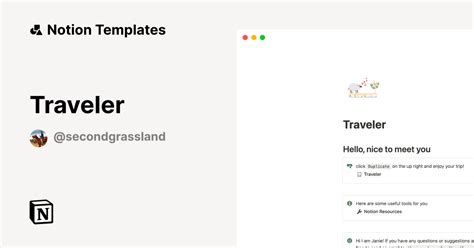 Traveler Template By Janie Tang Notion Marketplace