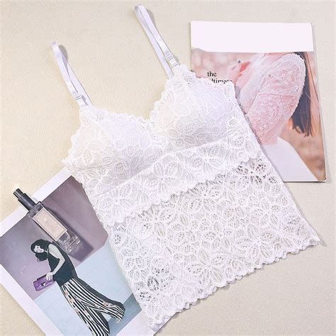 Womens Sexy Lace Backless Bralette Bra Vest V Tie Chest Pad Crochet